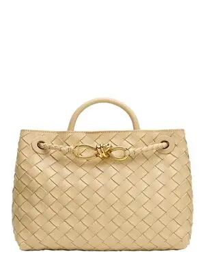 Bottega Veneta Small Andiamo Leather Top-Handle Bag Light Butter