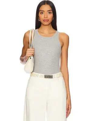 Eterne High Neck Fitted Tank Top - Grey