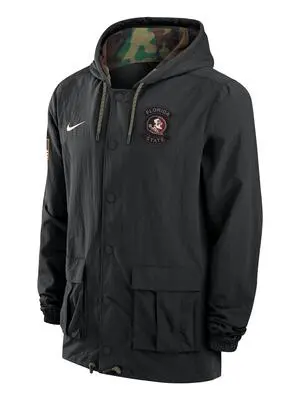 Nike Florida State Full-snap Hooded Military Jacket - Black