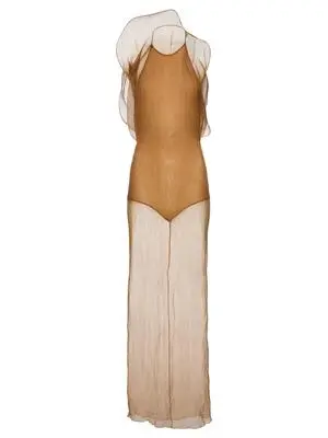 Magda Butrym Asymmetric Silk Gauze Maxi Dress - Nude