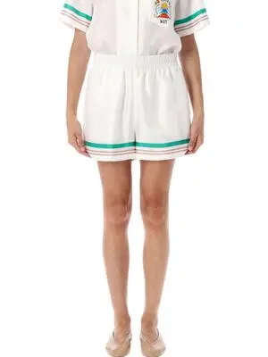 Casablanca Casa Way Silk Shorts - Casa Way White