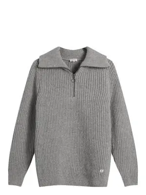 Armor Lux Half Zip Rib Knit Jumper - Slate