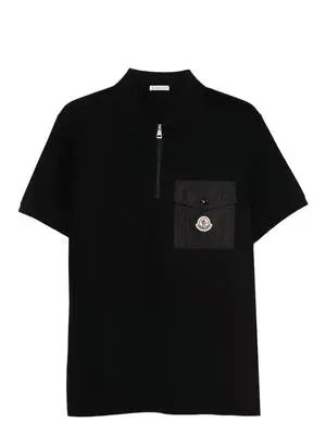 Moncler Half-zip Patch-pocket Polo Shirt - Black