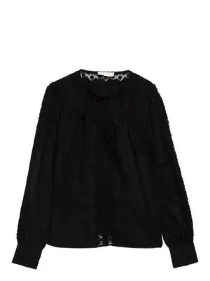 Ulla Johnson Kady Lace-Embroidery Long-Sleeve Blouse Black