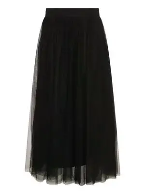 Fabiana Filippi Pleated Tulle Midi Skirt - Black