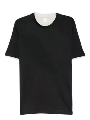 Eleventy Crew-neck Layered Cotton T-shirt - Black