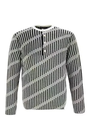 Emporio Armani Jacquard Button-fastening Sweater - White