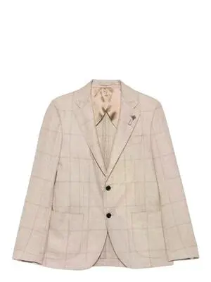 LARDINI Checked Two-button Jacket - Neutrals