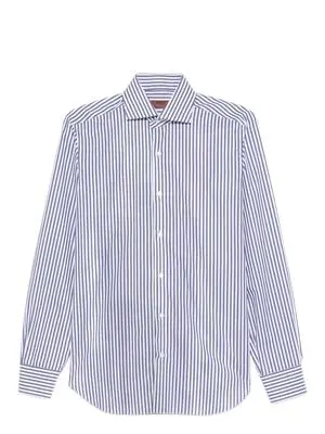BARBA NAPOLI Striped Cotton Shirt - Blue