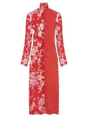 MARINE SERRE Floral-polka Dot Print Maxi Dress - Red