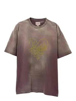 KAMIYA Embroidered-heart Cotton T-shirt - Brown