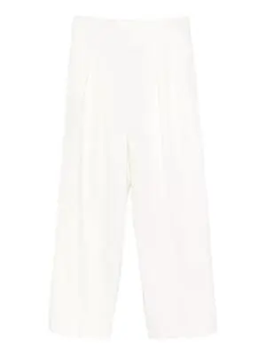 FORTE_FORTE Pleated Cotton Trousers - White