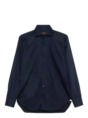 BARBA NAPOLI Long-sleeve Cotton Shirt - Blue