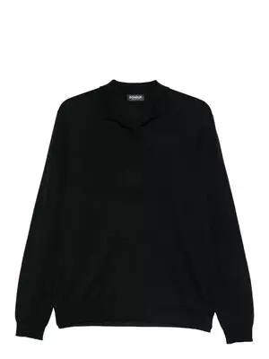 DONDUP Wool-cotton Blend Polo-neck Sweater - Black