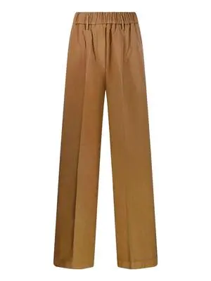 FORTE_FORTE Elastic-waist Pleated Trousers - Brown