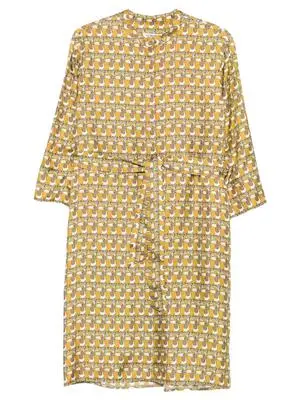 Max Mara Toucan-print Silk Dress - Neutrals