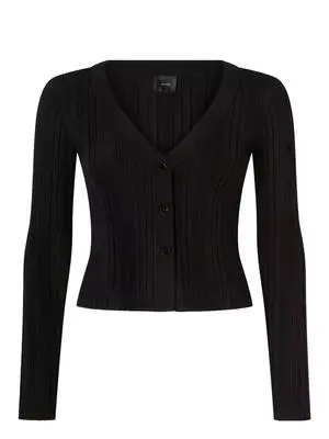 Pinko Ribbed V-neck Cardigan - Black