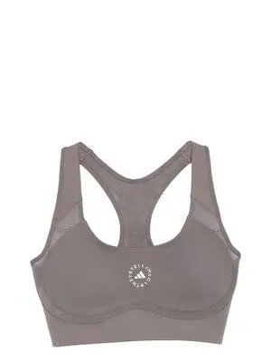 Adidas By Stella McCartney Logo-print Racer-back Sport Bra - Grey