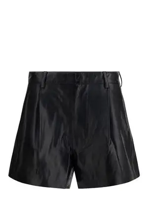 R13 Pleated Leather Shorts - Black