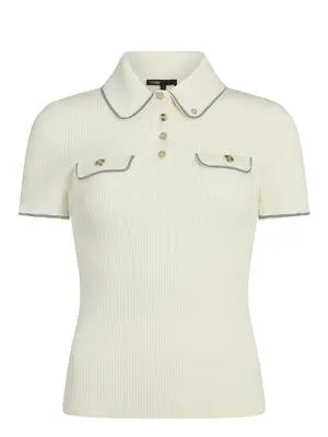 MAJE Ribbed Knit Polo Shirt