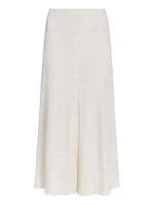 Sandro Pointelle-knit Midi Skirt - Beige