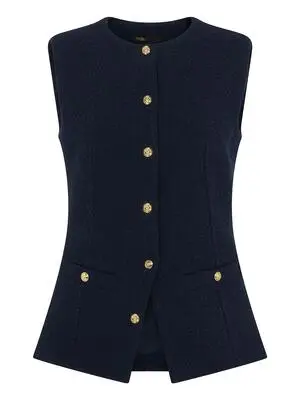 Maje Pocket-detail Sleeveless Waistcoat - Blue