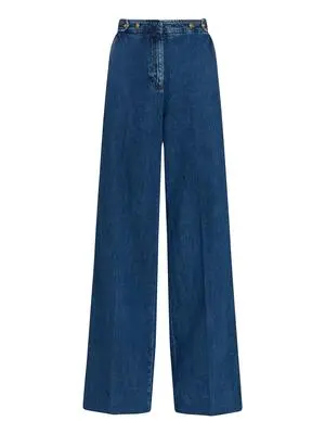 Sandro Button-waist Wide-leg Jeans - Blue