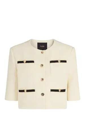 Maje Cotton-blend Tweed-effect Jacket - White