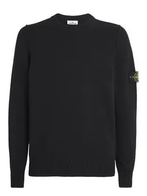 Stone Island Virgin Wool-blend Midweight Sweater - Black