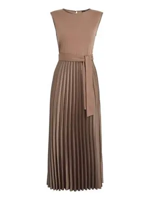 Max Mara Jersey Pleated Midi Dress - Brown