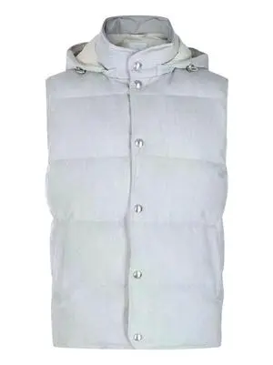 Eleventy Quilted Gilet With Hood - Grey
