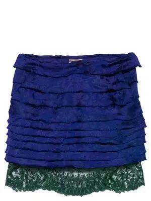 Saint Laurent Jacquard And Lace Mini Dress - Blue