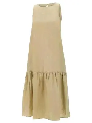 KAOS Flounced-hem Sleeveless Dress - Neutrals