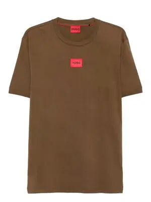 Hugo Logo-embroidered Cotton T-shirt - Brown