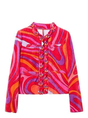 Emilio Pucci Swirl-print Ruffled Jacket - Red
