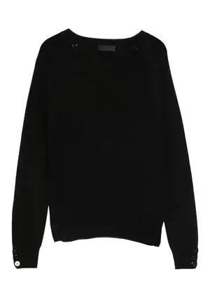 Liu Jo Button-cuff V-neck Jumper - Black
