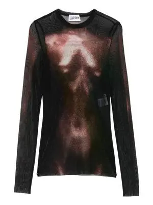 Jean Paul Gaultier Mesh Body-print Top - Black