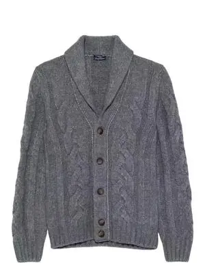 BARBA NAPOLI Cable-knit Shawl-collar Cardigan - Blue