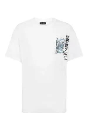 PLEIN SPORT Tiger-print Cotton T-shirt - White