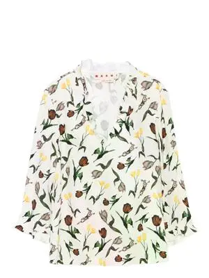 Marni Floral-print Blouse - Neutrals