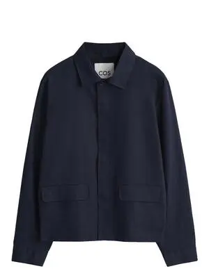 Cos Relaxed Cotton Overshirt - Navy