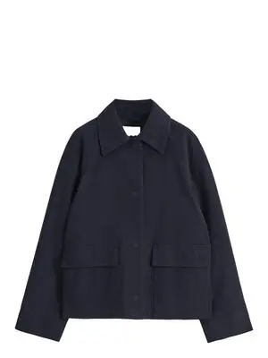 Cos Cotton Utility Jacket With Wide Sleeves - Navy