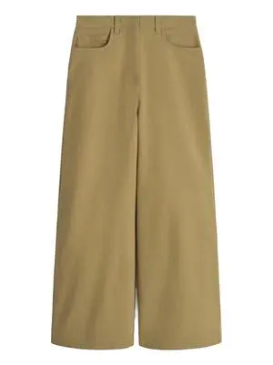 Cos Cotton Cropped Wide-Leg Trousers Beige