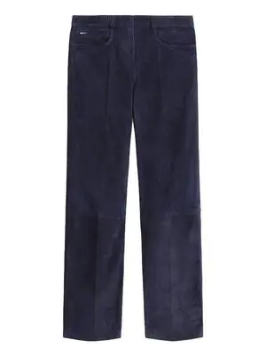 Cos Fluid Straight-leg Suede Pants - Navy