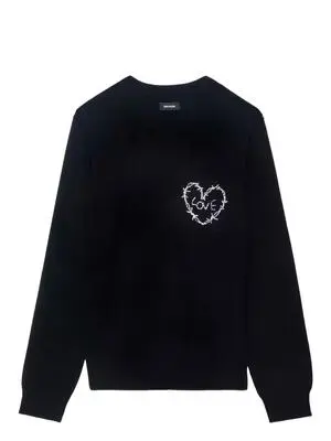 Zadig&Voltaire Heart-embroidered Wool Sweater - Black