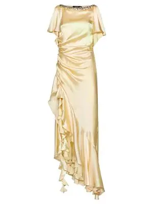 Amen Silk-satin Dress - Yellow