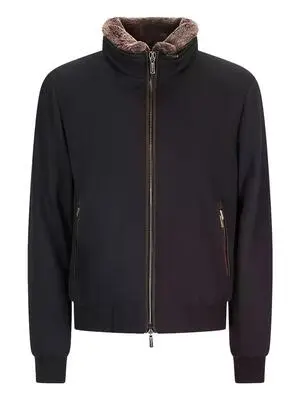MOORER Fleece-lined Bomber Jacket - Black