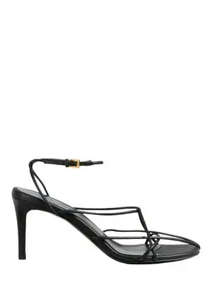 Khaite 75mm Loulou Leather Sandals - Black
