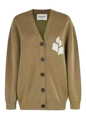 MARANT ETOILE V-neck Logo Cardigan - Brown