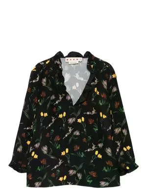 Marni Floral-print Blouse - Black